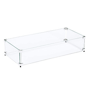 Celestial Fire Glass 24" x 8" Drop-in Burner Pan and Glass Flame Guard Bundle