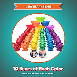 KIDS KORNER Jumbo Counting Bears Matching Game - Montessori Fine Motor Learning Toys with Stacking Cups, 60 Preschool Math Manipulatives, 2 Toddler Games Dice, Toy Storage & Activities eBook