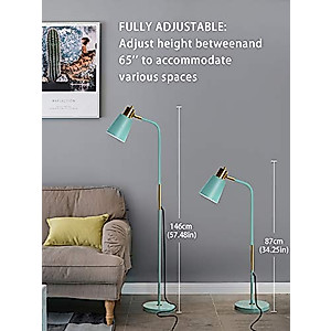Floor Lamp, Industrial Floor Lamps for Living Rooms Rustic Farmhouse Reading Standing Floor Lamp Adjustable Metal Heads Indoor Task Lighting for Living Room Bedroom Office Home Décor (Green)