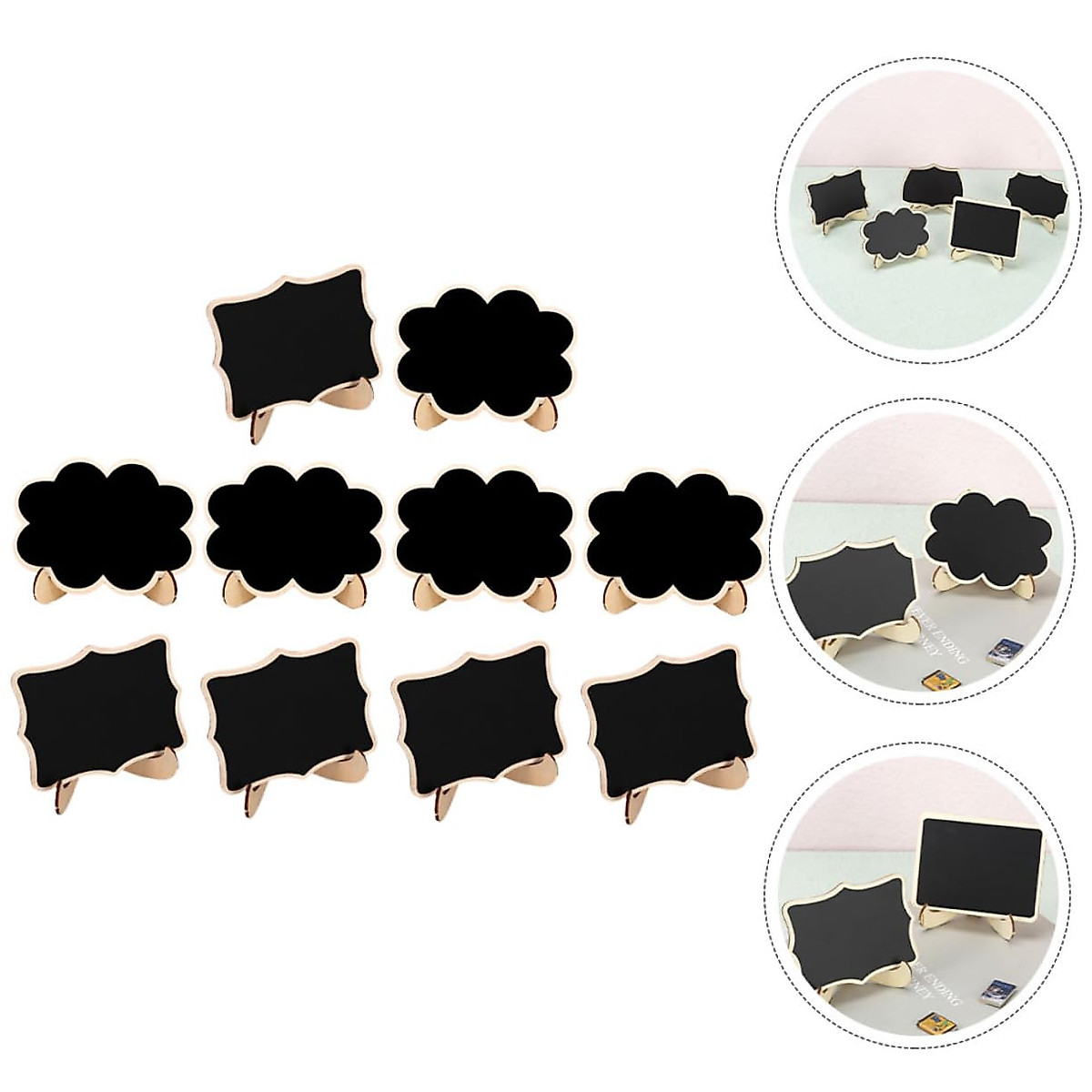 Ciieeo 10pcs Wood Decor Wood Bracket Light House Decorations for Home Miniture Decoration Wedding Signs Home Decor Miniature Holder Label Holders Mini Chalkboard Signs Food Household