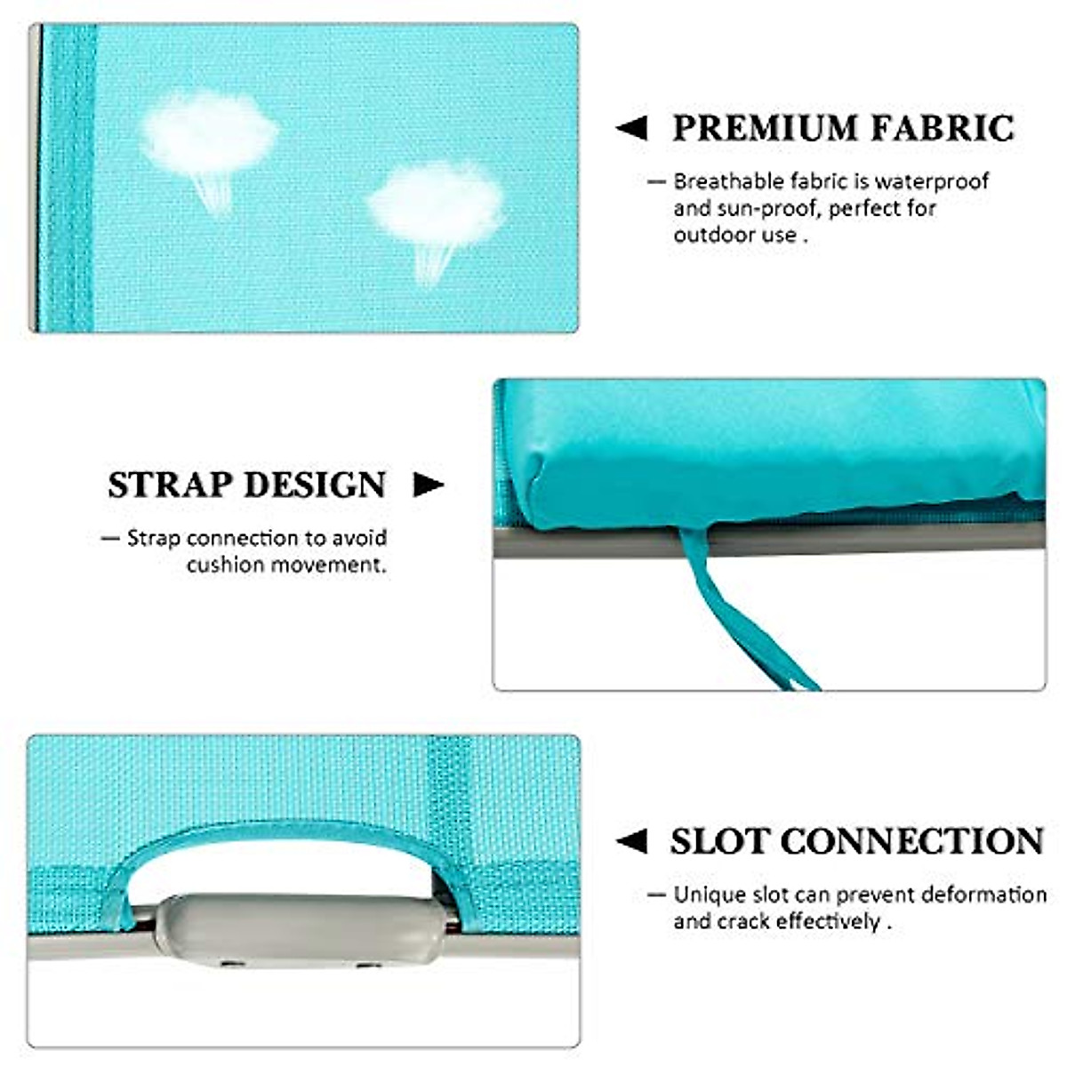 Tangkula 2 PCS Outdoor Folding Chaise Lounge Chair, Lightweight Recliner Chair w/ 7 Adjustable Backrest Positions, Patio Reclining Beach w/Removable Cushion & Pillow for Patio Poolside (Turquoise)