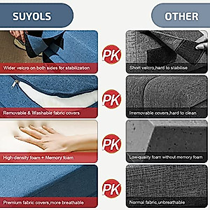 SUYOLS Folding Sofa Bed with Pillow - Convertible Chair Floor Couch & Sleeping Mattress - Foldable Memory Foam Sleeper for Living Room/Dorm/Guest Room/Home Office/Apartment/Upstairs Loft, Light Blue