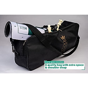 Mynnnat Professional Chess Set, Thick Tournament Roll up Board and Pieces with Travel Bag, Checkers and Unique Booklet for Chess Training - White & Green