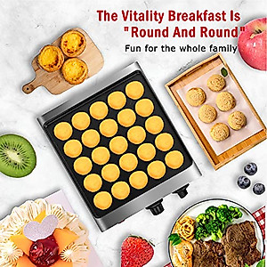 Mini Dutch Pancakes Maker Machine - Commercial Mini Poffertjes Machine Dorayaki, Electric 25PCS Muffin Iron with Non-Stick Plates for Bakery Home and Kitchen Restaurant Snack Bar | 110V