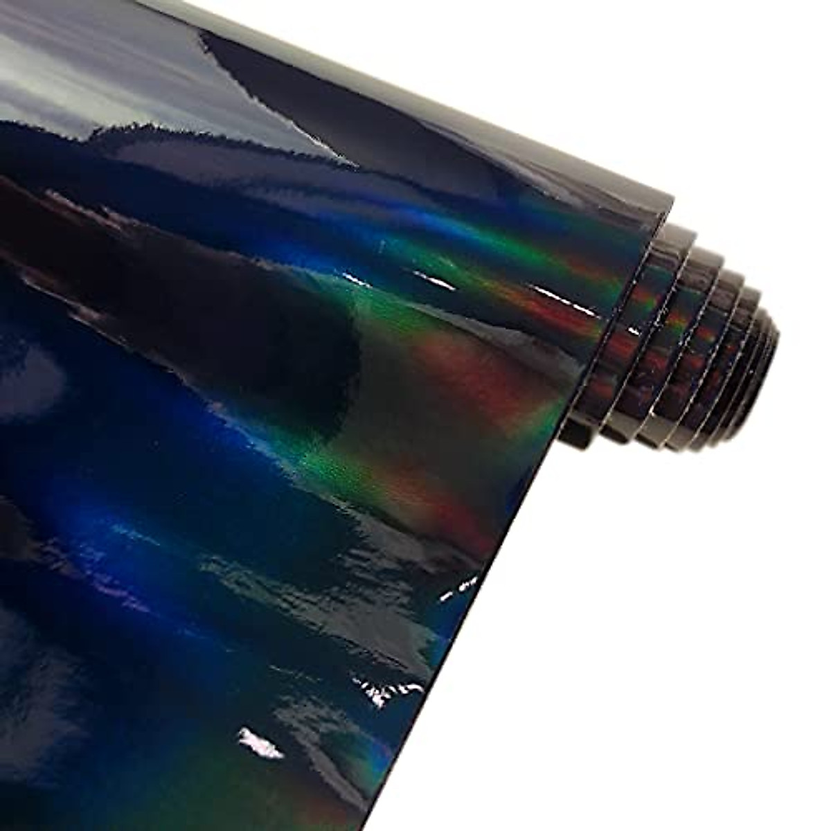 11.8"x53" Holographic Faux Leather Fabric, Mirror Reflective Vinyl for DIY Hair Bows Bags Sewing Crafts (Black)