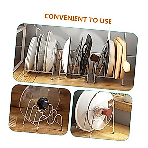 Alipis Accessory Lid Cutting Plates Holder Kitchen For Cookware Storage Steel Dish Pan Holding Drying Plate Organizer Drainer Board Saucepans Wok Pantry Rack Stainless Cup Rest Cupboard