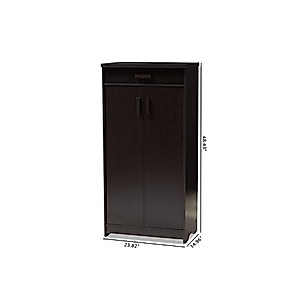 Baxton Studio Valdoise Shoe Cabinet, Wenge Dark Brown