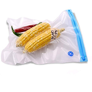 FOYO Gallon Size Vacuum Zipper Bags, Vacuum Food Sealer Bags Food Storage Reusable Bags with Double-layer Zippers Designed, BPA free, Set of 18