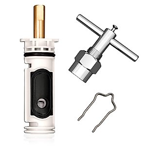 Replacement Cartridge for 1222 with Puller & Retainer Clip, Tub and Shower Repair Kit for One Handle Faucet, Bathtub Shower Valve Parts and Removal Tool, Brass and Plastics