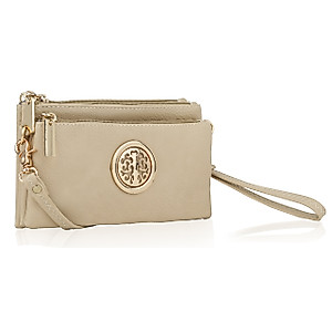 Mia K Collection Crossbody Bags for Women Handbag, PU Leather Crossover, Small Shoulder Side Wallet Gold