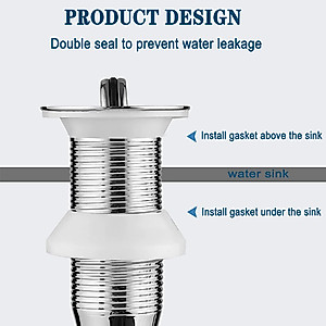 Drainage Seal,Universal Basin Drain Gasket Replacement Parts,Thickened Silicone Sealing Ring for Bathroom Sink Drain Stopper，Includes Top and Bottom Washers Seals (White-2 Sets)