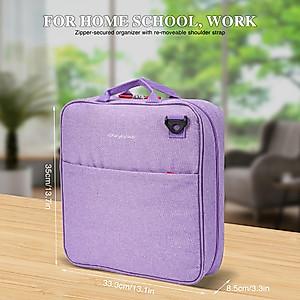 GXaryFulin Detachable Zipper Binder with Shoulder Strap, 3 O-Ring Binder for Office & School Supplies, Upgraded Version (Purple)