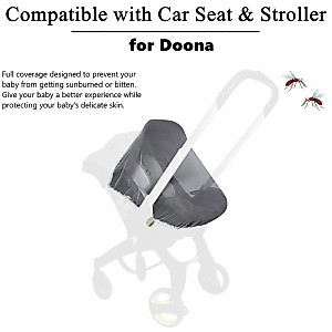 Baby Stroller Netting Cover Compatible with Doona, Breathable Encrypted Stroller Full Cover Net fit Doona, Portable Durable & Easy Fitting Infant Sunshade Compatible with Car Seat & Stroller