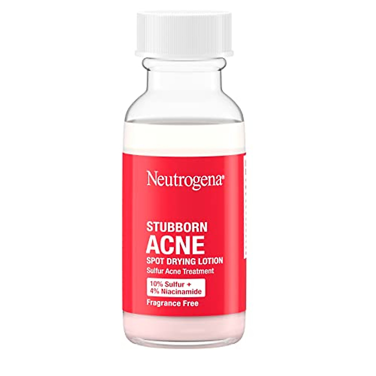 Neutrogena Stubborn Acne Spot Drying Lotion, Fragrance-Free Sulfur Acne Treatment Clears Acne By Drying Up & Shrinking Pimples, Paraben- & Oil-Free, 10% Sulfur & 4% Niacinamide, 1.0 fl. oz