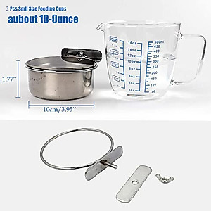 HERCOCCI Bird Feeder Dish Cup, Stainless Steel Parrot Food Bowl Feeding Coop Cups Clamp Holder, Bird Water Cage Bowl for Parakeet Lovebird Conure Cockatiel Budgie Chinchilla (4 Pieces)