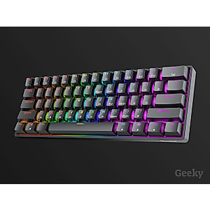 Geeky GK61 SE 60% | Mechanical Gaming Keyboard | 61 Keys Multi Color RGB LED Backlit for PC/Mac Gamer | ANSI US American Layout (Black, Mechanical Brown)