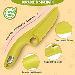 ZLemma Toddler Learning Knife with Educational Ring for Real Cooking, Adorable Dog Design, Safe Serrated Edge for Cutting Training, and Premium Nylon Material Blade, Mint Blue