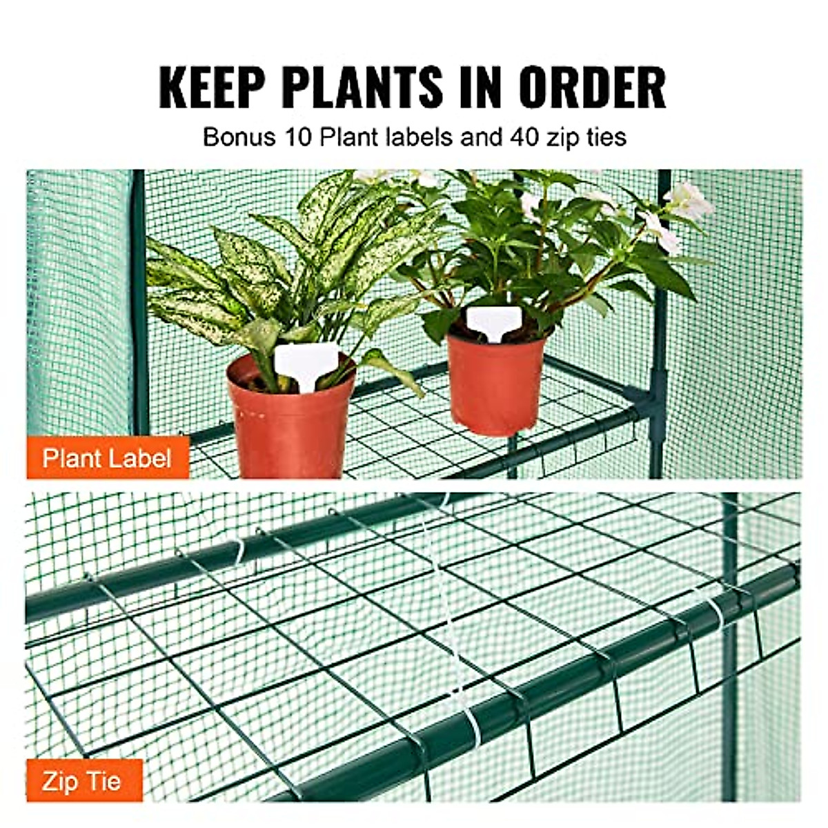 VEVOR Walk-in Green House, 55.5 x 29.3 x 80.7 inch, Portable Greenhouse with Shelves, High Strength PE Cover with Roll-up Zipper Door and Steel Frame, Set Up in Minutes, for Planting and Storage