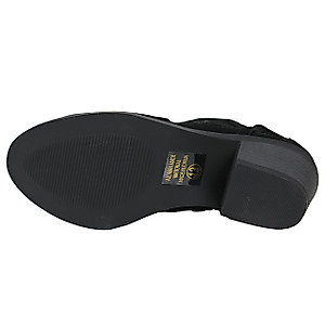 Soda Girl's Triangle Cutout Side Chunky Stacked Heel Ankle Boot,Black,11