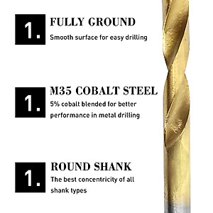 Gizhome 13Pcs of M35 Cobalt Drill Bit Set Steel Extremely Heat Resistant Metric Drill Bits with Straight Shank to Cut Through Hard Metals