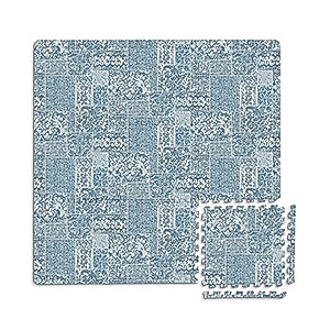 FloorPops FP3597 Mercado Interlocking Floor Tiles, Blue