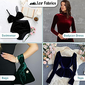 Ice Fabrics Stretch Velvet Fabric by The Yard - 60" Wide Soft Stretchy Fabric for Sewing Clothes, Apparel, Costume, Crafts - 90% Polyester 10% Spandex - Purple - 1 Yard