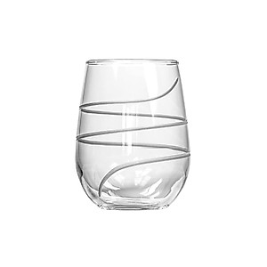 Rolf Glass Twist Stemless Wine Tumbler 17 ounce | Proudly Made in the USA | Stemless Wine Glasses | Lead-Free Glass | Etched Tumbler Glasses (Set of 4)