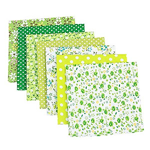 Chris.W 35Pcs Quilting Fabric Squares Sheets, 10"x10" Cotton Craft Fabric Bundle Patchwork Pre-Cut Quilt Squares for DIY Sewing Scrapbooking Quilting Dot Pattern(Bright Color Set)