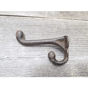 15 Rustic CAST Iron Acorn Hooks Rust 3 1/4" Long Hook Coat HAT Wall Hook LOT