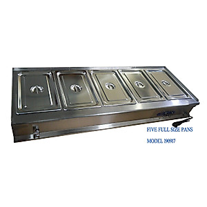 INTBUYING 5-Pan Restaurant Steam Table Bain-Marie Buffet Food Warmer