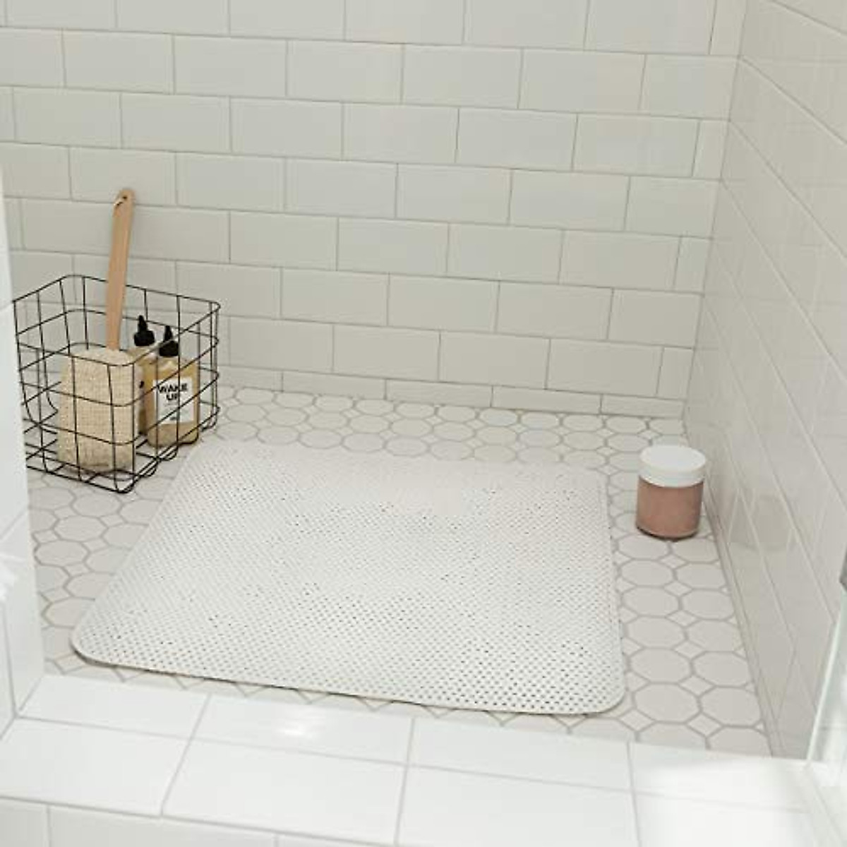 Duck Brand Softex Shower Mat, Machine Washable, 21 x 21 Inches, White, Skid Resistant (285154)