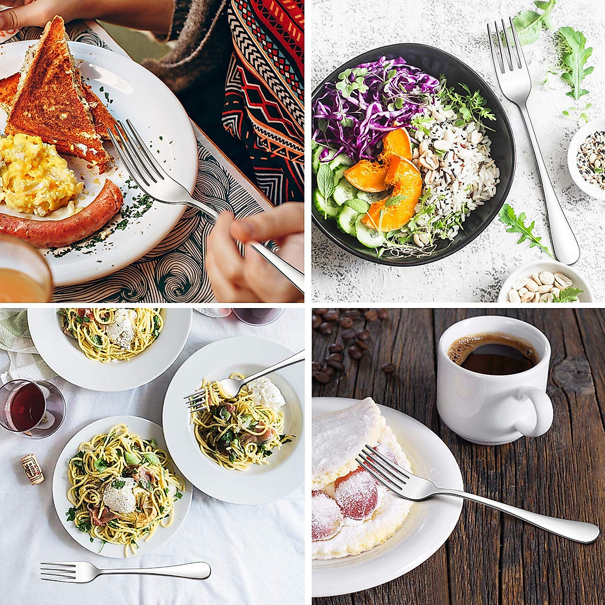 LIANYU 48-Piece Silverware Set with Extra Forks, Stainless Steel Flatware Cutlery Set for 8, Eating Utensils Tableware, Dishwasher Safe, Mirror Finish