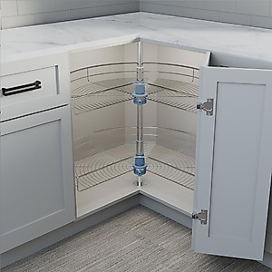 DOWELL 32inch Kidney Shape Chrome Lazy Susan Double Rack Kitchen Cabinet 2 Shelf Set 4001-270-32