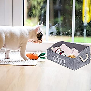 Vumdua Large Dog Toy Box - Trapezoid Dog Toy Bin with Handles, Collapsible Pet Supplies Storage Basket, Perfect for Organizing Dog Cat Toys and Accessories