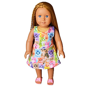 Matching Doll & Girls Dresses Kid Toddler Cat Cloth Fit American Girl Doll
