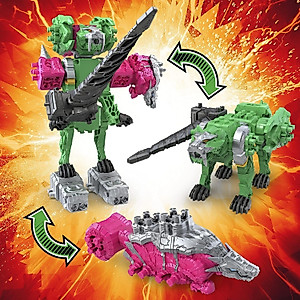 Power Rangers Dino Fury Pink Ankylo Hammer and Green Tiger Claw Zord Toys for Kids Ages 4 and Up Zord Link Mix-and-Match Custom Build System