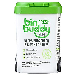 Bin Buddy Fresh Citrus, 450g, Pack of 6, Bin Freshener Deodoriser Powder, Leaves Your Bin Smelling Great, Suitable for Indoor and Outdoor Bins