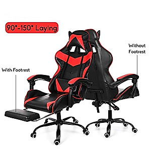 ZLBYB Executive Office Chair - High Back Office Chair with Footrest and Thick Padding - Reclining Computer Chair with Ergonomic Segmented Back, Black (Color : E)
