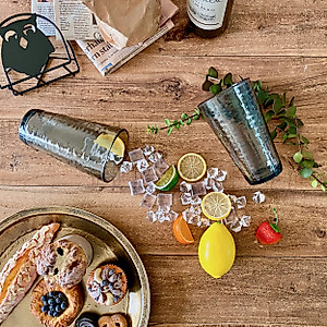 KLIFA- RIPPLE- 22.5 ounce, Set of 6, Acrylic Highball Drinking Glasses Cups, BPA-Free, Stackable Plastic Drinkware, Dishwasher Safe, Gray-Black