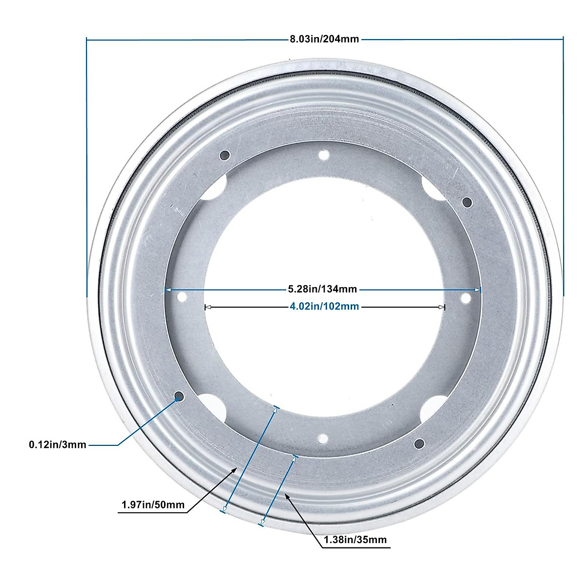Dailydanny Lazy Susan Round Turntable Bearing - 5/16 Thick, Heavy Duty Ball Bearing Hardware Mechanism 2 Pack (8 inch（700lb Capacity）)