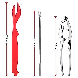 Seafood Tools Set includes 2 Crab Crackers, 2 Lobster Crackers Shellers, 4 Crab Leg Forks/Picks - Nut Cracker Set