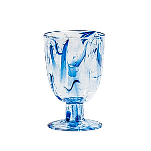 TarHong Aegean Swirl Premium Acrylic Drinkware Goblet/Wine Glass, 14 Ounce, Blue Swirl, Set of 6
