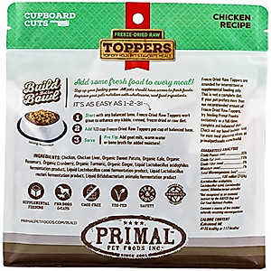 Primal Cupboard Cuts Freeze Dried Raw Cat Food & Dog Food Topper, Grain Free Meal Mixer for Dogs & Cat (Chicken, 3.5 oz)