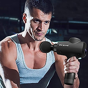 FIT KING Massage Gun Deep Tissue Percussion Muscle Massage Gun for Athletes to Relieve Soreness and Fast Recovery LCD Touch Screen 6 Massage Heads 20 Speed Levels FT-025G