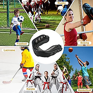 FOUUA 2Pack Football Mouth Guard with Strap, Soft Youth Mouth Guard Professional Sports Mouthguard for Boxing, Hockey, Basketball, MMA, Lacrosse, Rugby and Jujitsu (Black), 0.0 Ounce