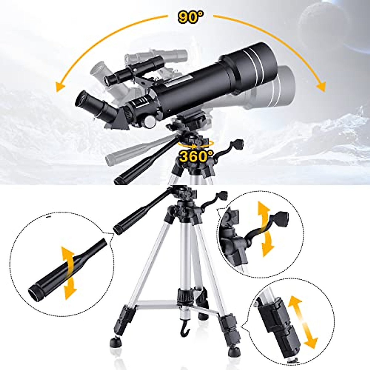 Upgraded Telescope HD 400/70mm Telescope for Kids Adults Refractor Astronomy Telescope - Watching The Moon, Bird Watching, Viewing The Natural Scenery, Viewing The City Scenery, Watching The Animals