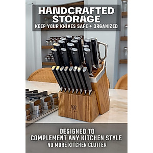 DALSTRONG Vanquish Series-24pc Stainless Steel Knife Set with Block and Kitchen Scissors-Forged High Carbon German Steel-Gift Knife Set w/POM Black Handle-NSF Certified