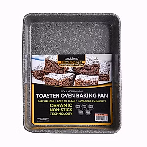 casaWare 11 x 9 x 2-inch Toaster Oven Ultimate Series Commercial Weight Ceramic Non-Stick Coating Baking Pan (Silver Granite)