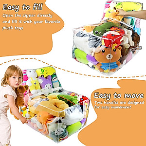 Clear Stuffed Animal Bean Bag Chair Cover for Kids, Waterproof Large Stuffable Beanbag Chair Cover, Creative PVC Plush Toys Storage, for Organizing Toddler & Children Rooms Soft Stuff Animal