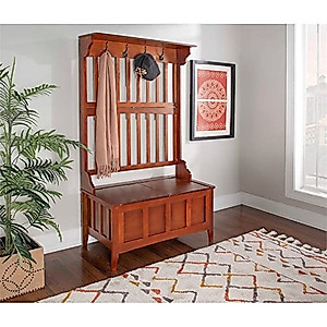 BOWERY HILL Contemporary Wood Hall Tree with Storage Bench in Walnut